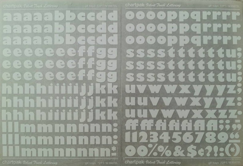 White GILL KAYO - Chartpak Instant Rub on Letter Transfers Font (choose ...