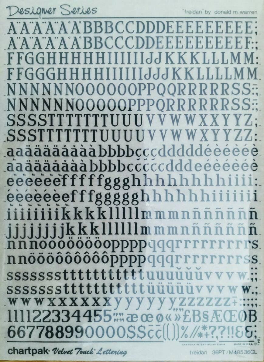 FREIDAN 36pt 72pt CHARTPAK Dry Letter Transfers Designer - Etsy