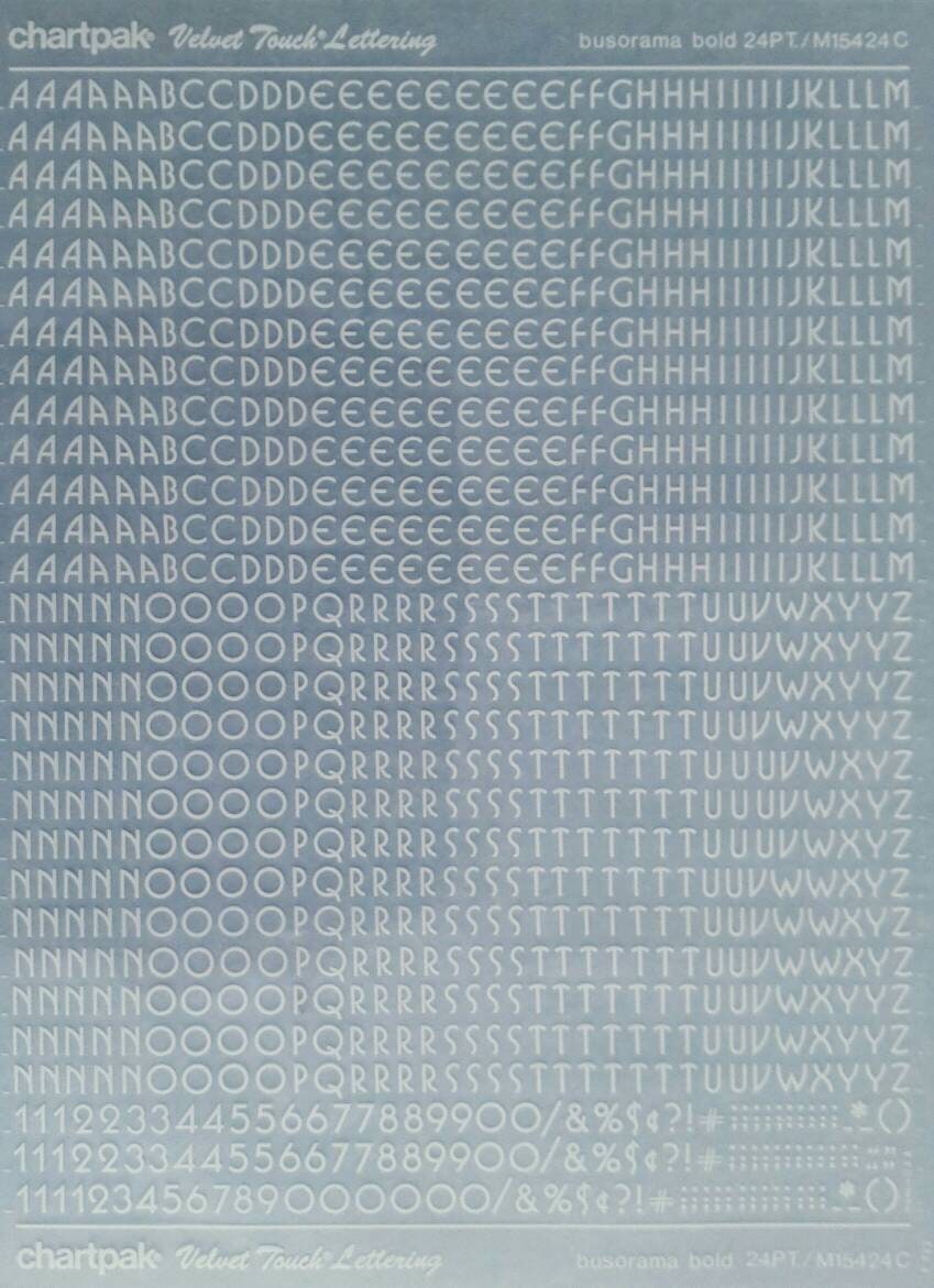 BUSORAMA BOLD - White Chartpak Letter/number Dry Rub on Transfers - Etsy