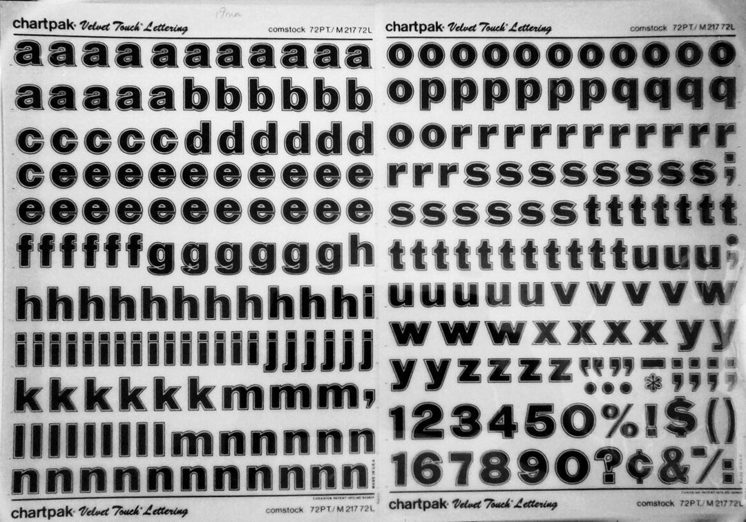 COMSTOCK - Chartpak Letter/number Vintage Dry Rub on Transfers (ref ...