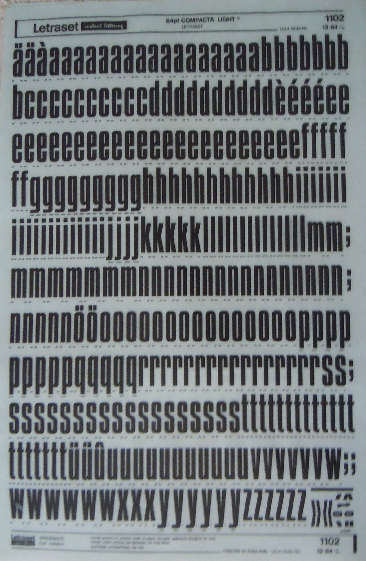 COMPACTA LIGHT 144pt/120pt/96pt/84pt/42pt/30pt/24pt Letraset - Etsy
