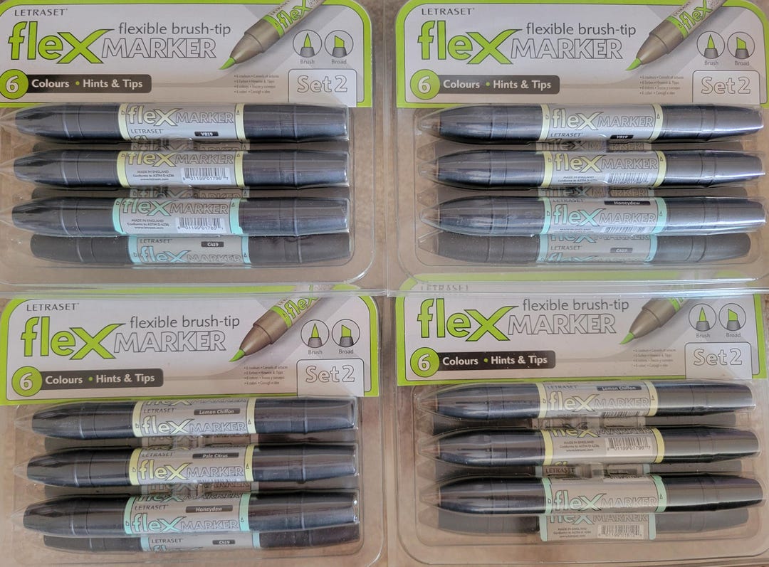 MULTIPLE PACKS Letraset Promarkers Flexmarker Set 2 - 6 Colour Marker ...