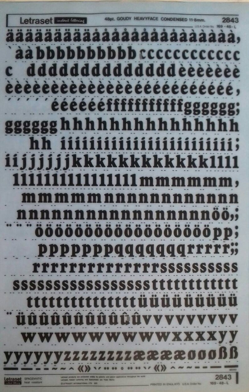 GOUDY HEAVYFACE CONDENSED - Letraset Instant Rub on Letter Transfers ...