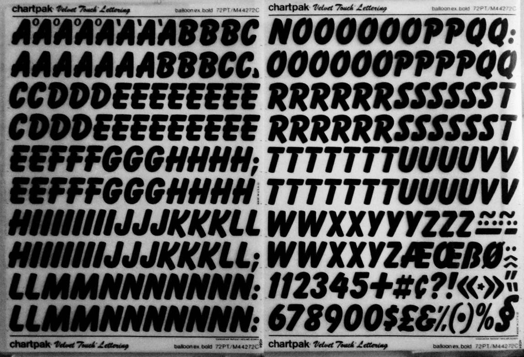 BALLOON EXTRA BOLD (72pt/48pt/36pt/20pt) Chartpak/mecanorma Letter ...