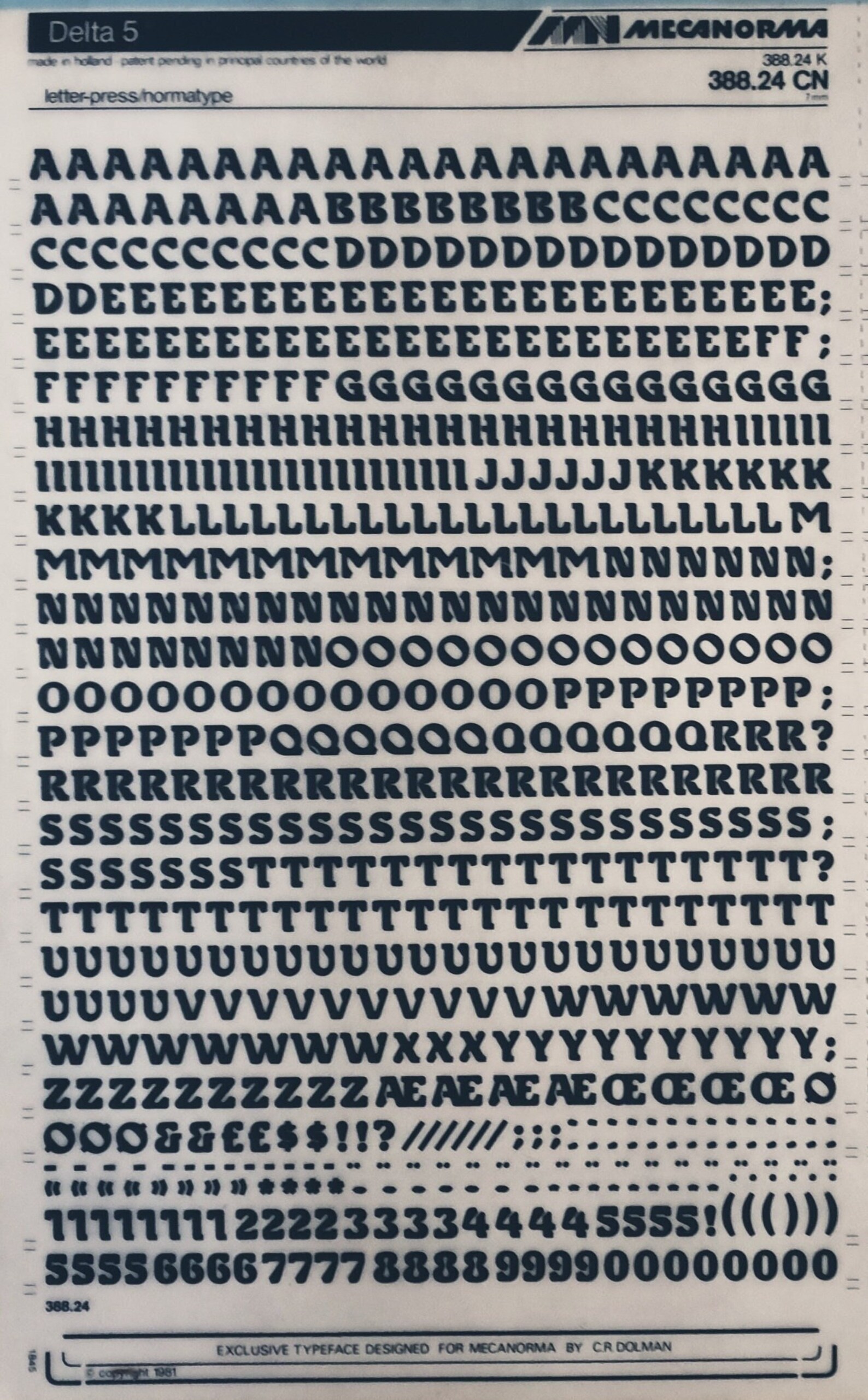 DELTA 5 (24pt) Mecanorma Dry Rub on Letter Transfers (like Letraset ...