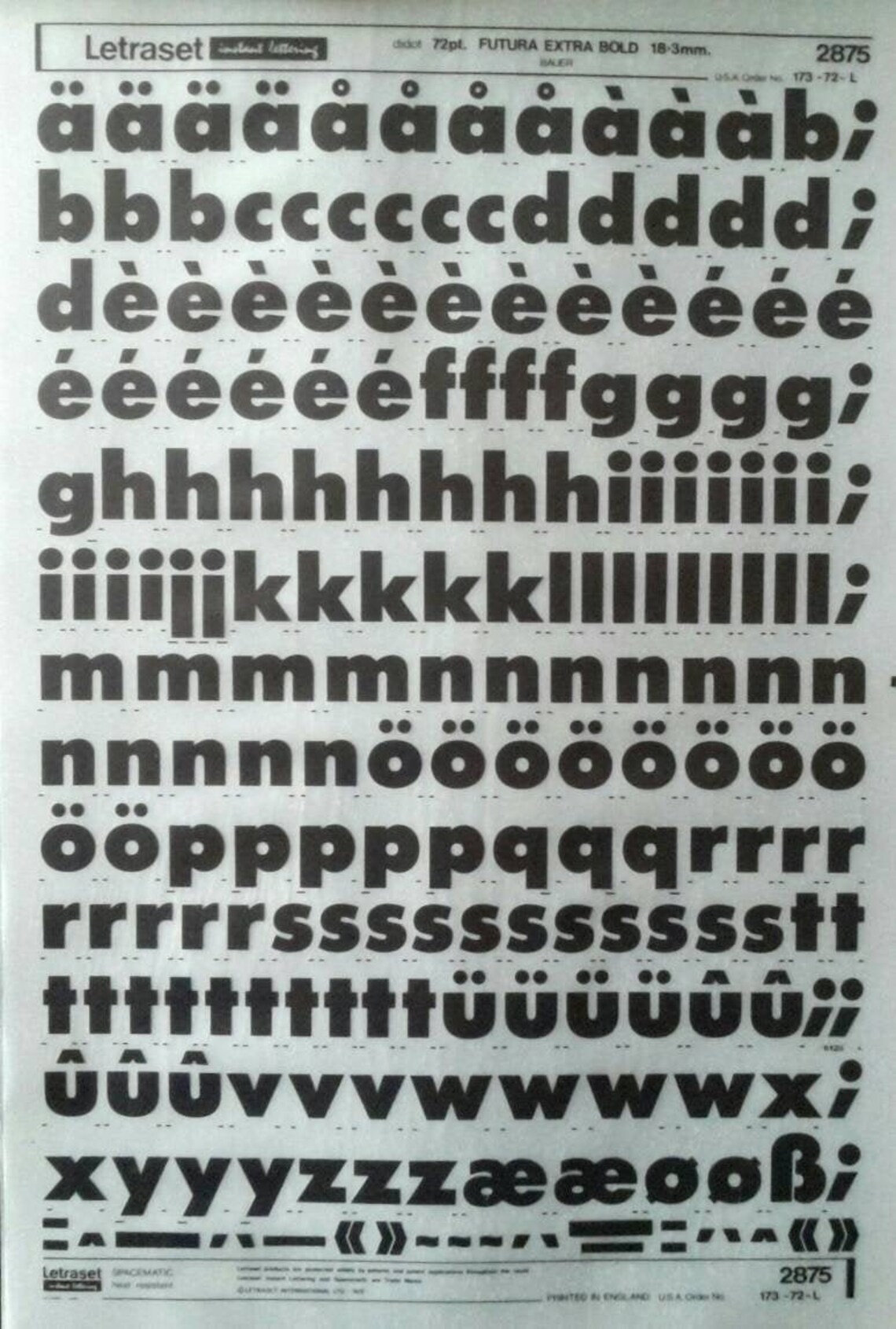 FUTURA EXTRA BOLD Letraset Instant rub on letter transfers | Etsy