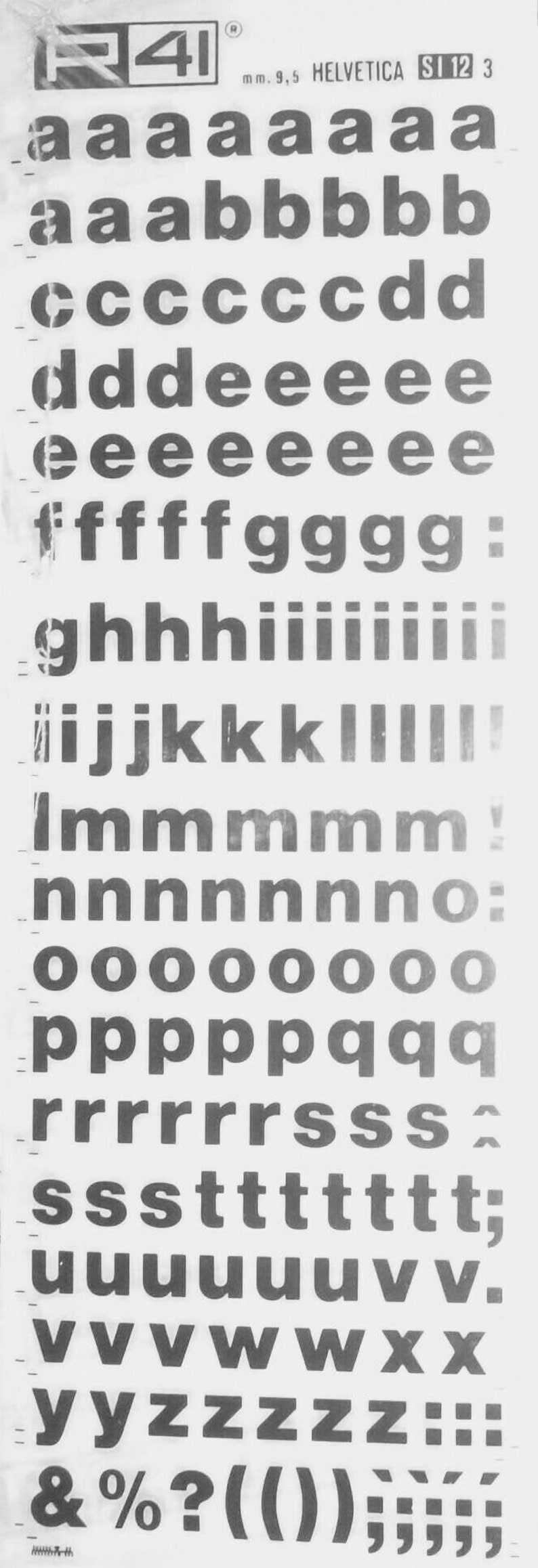 HELVETICA BOLD Letter Transfers (7.5mm) Small Sheet Size Dry Rub on ...