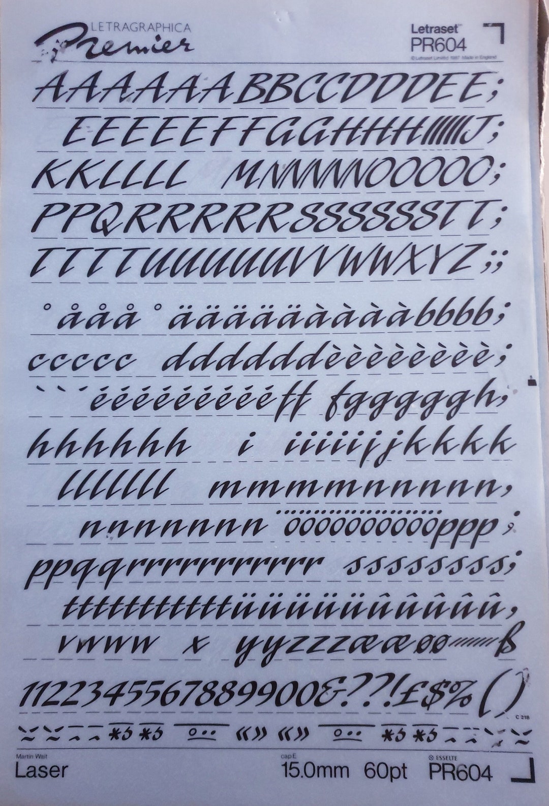 LASER (42pt/60pt) Letraset Letragraphia Premier Vintage Rub on Letter ...