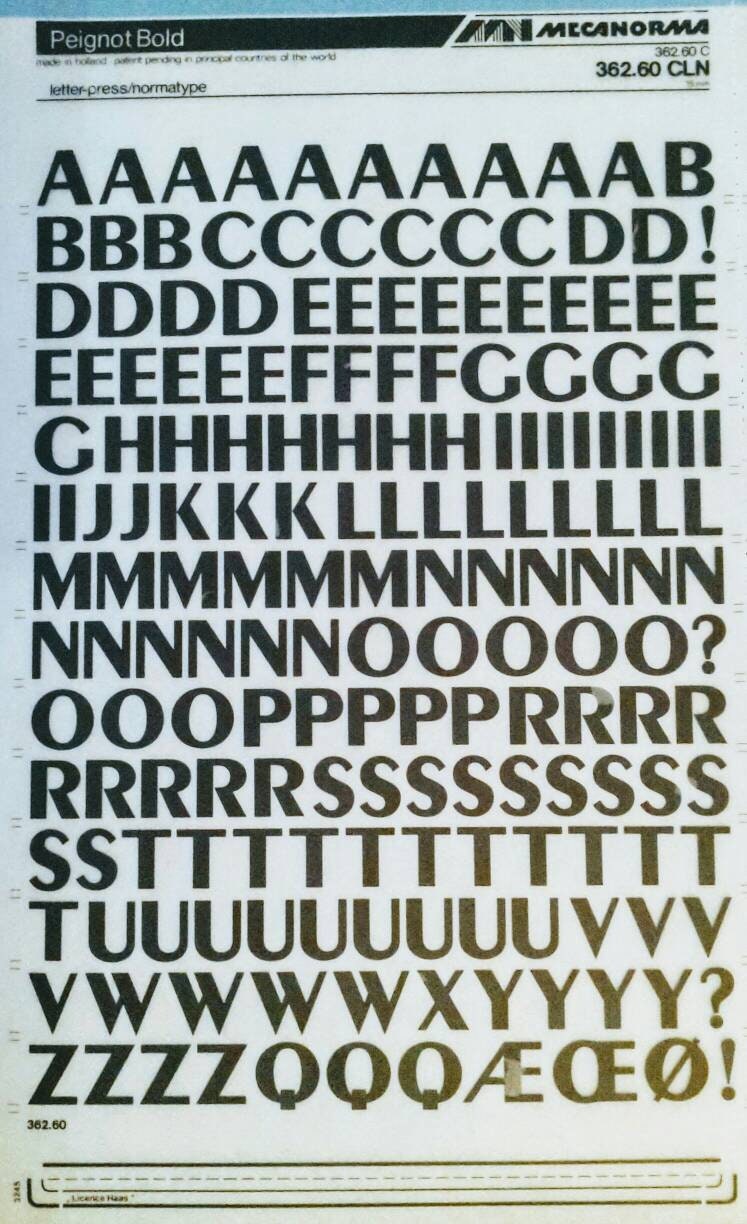 PEIGNOT BOLD Mecanorma Letter/number Vintage Dry Rub on Transfers - Etsy
