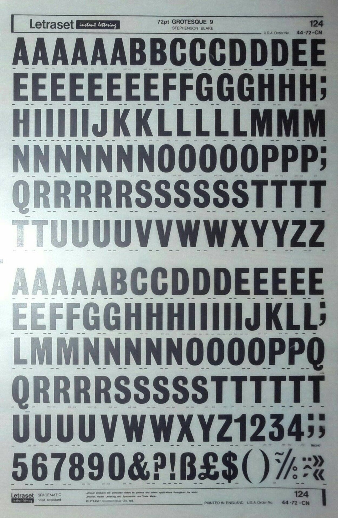 GROTESQUE 9 (42pt/36pt/18pt) Letraset Instant Rub on Letter Transfers ...