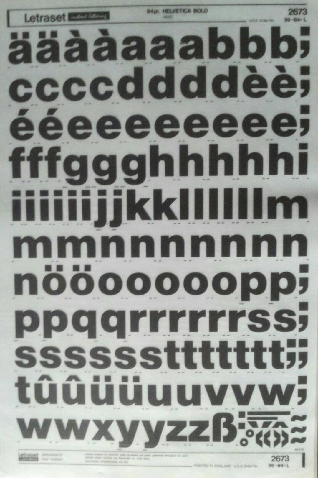 HELVETICA BOLD (16pt/20pt/24pt) Letraset Instant Rub on Letter ...