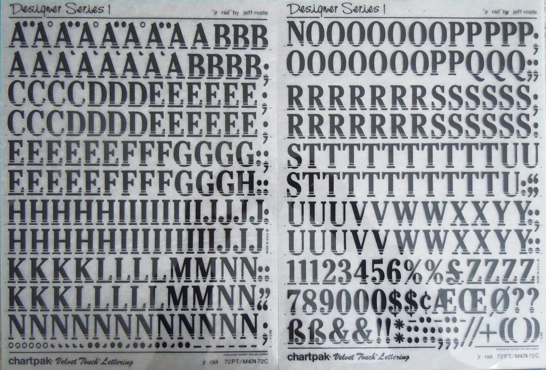 JR RAIL - Chartpak Designer Series - Rub on Dry Letter Transfers ...