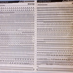 LUBALIN GRAPH BOOK 24pt/36pt Mecanorma Letter/number Vintage Dry Rub on ...