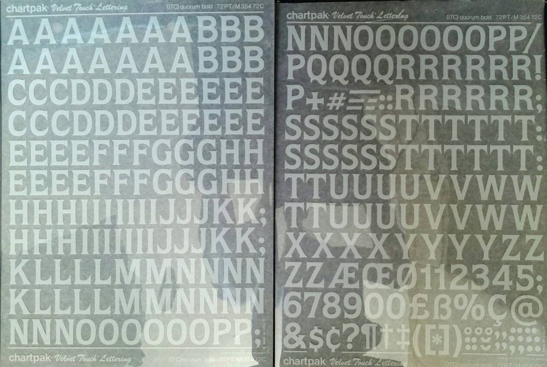 QUORUM BOLD White Vintage Chartpak Letter/number Dry Rub on Transfers ...