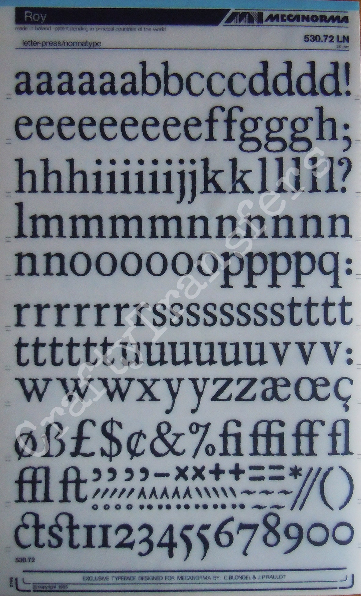 ROY - Mecanorma Instant Dry Rub on Letter Transfers Letterpress (choose ...