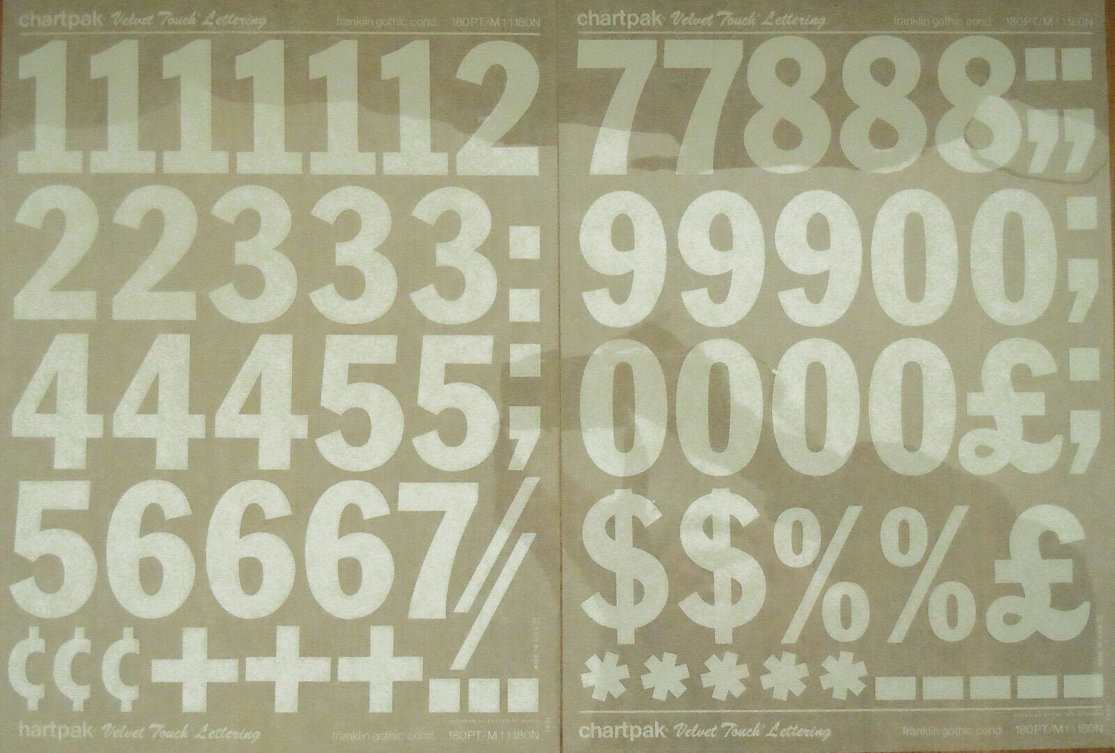 FRANKLIN GOTHIC CONDENSED Numerals White Chartpak number dry | Etsy