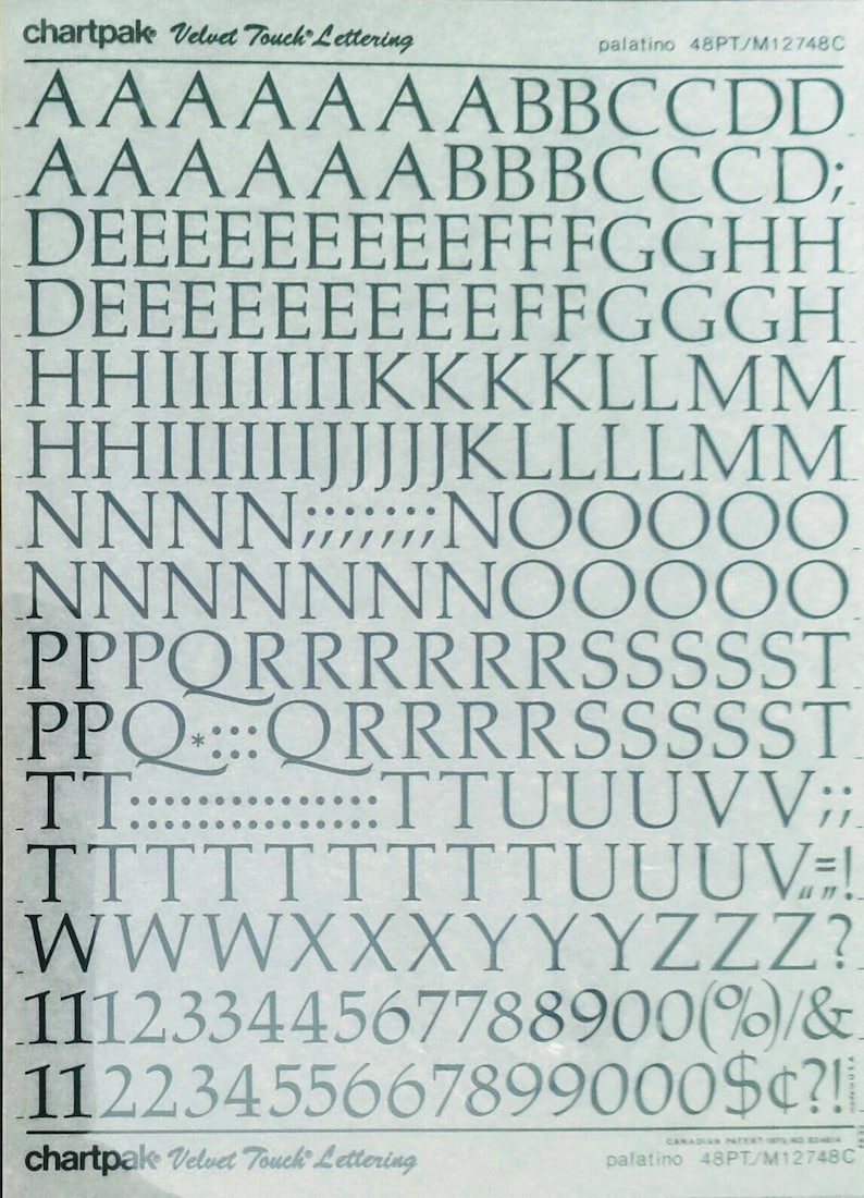 PALATINO Chartpak Letter/number Dry Rub on Transfers ref - Etsy