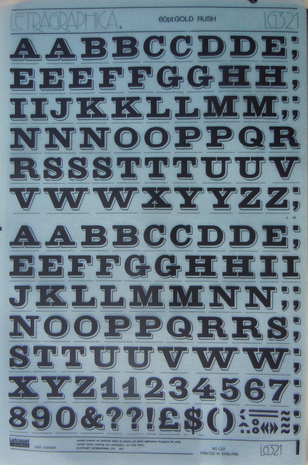 GOLD RUSH - LETRAGRAPHICA Letraset Dry Rub on Letter Transfers (choose ...