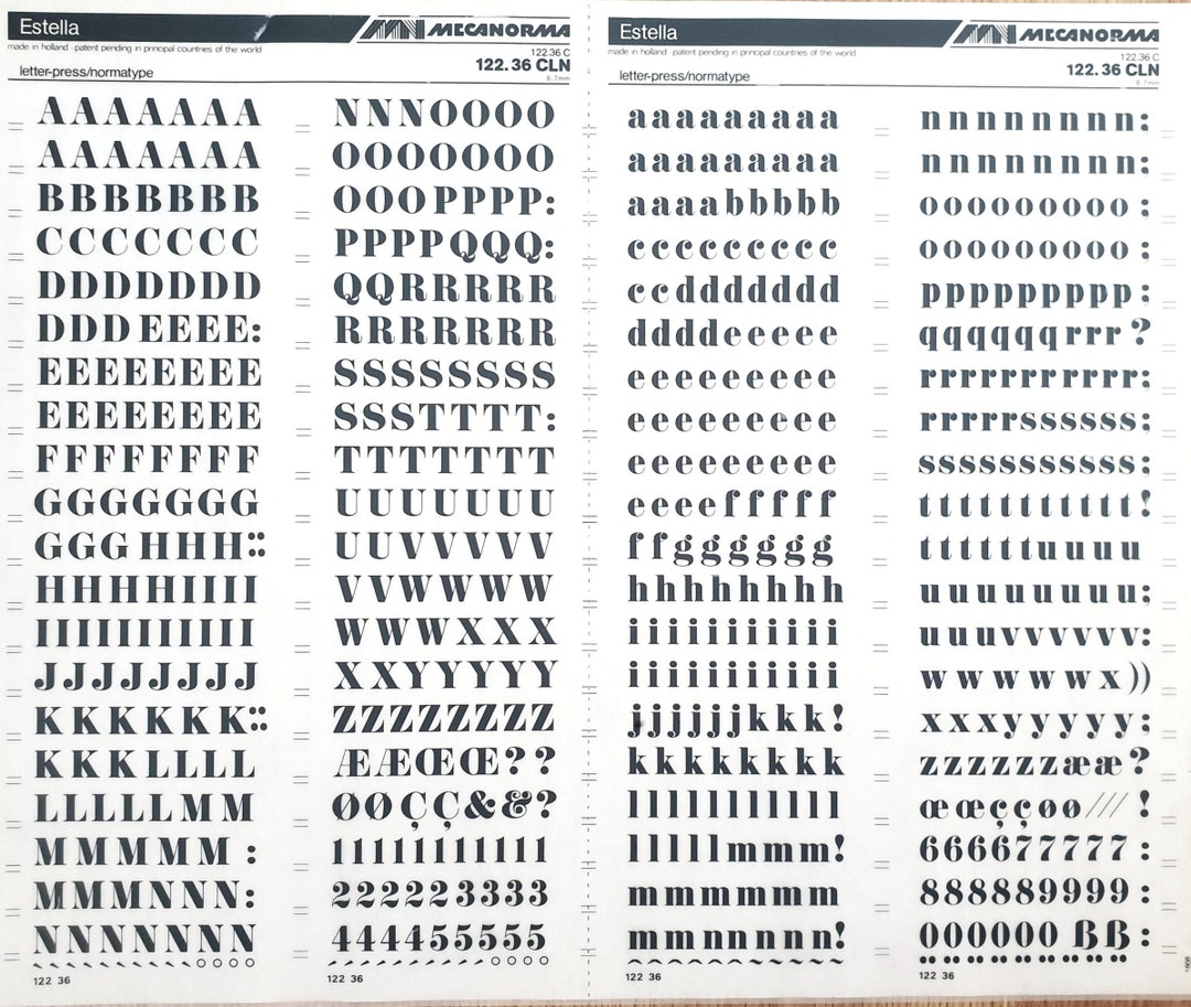 ESTELLA 36pt Mecanorma Dry Rub on Letter Transfers like Letraset Choose ...