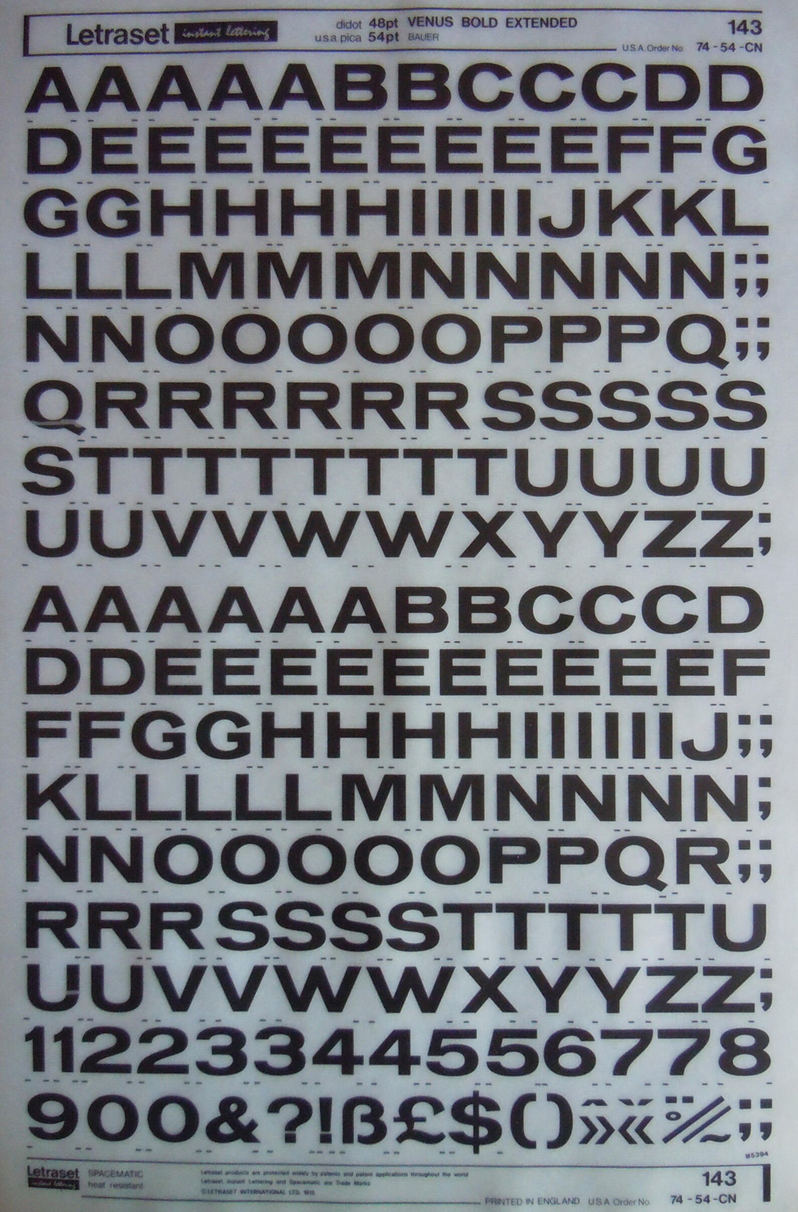 VENUS BOLD EXTENDED Letraset vintage instant rub on letter | Etsy