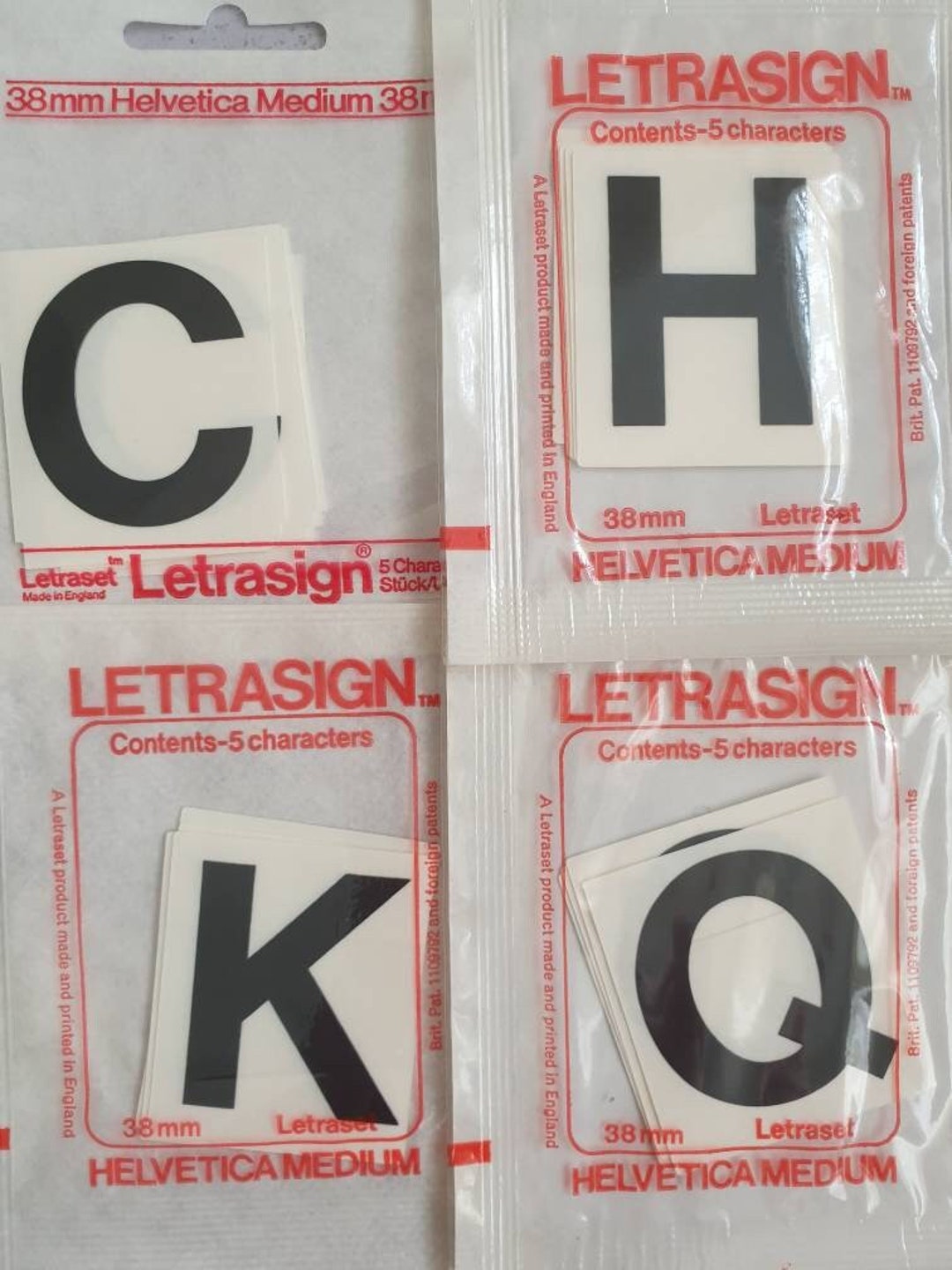 LETRASIGN UPPERCASE LETTERING (38mm) Letraset Letrasign Vintage Self ...