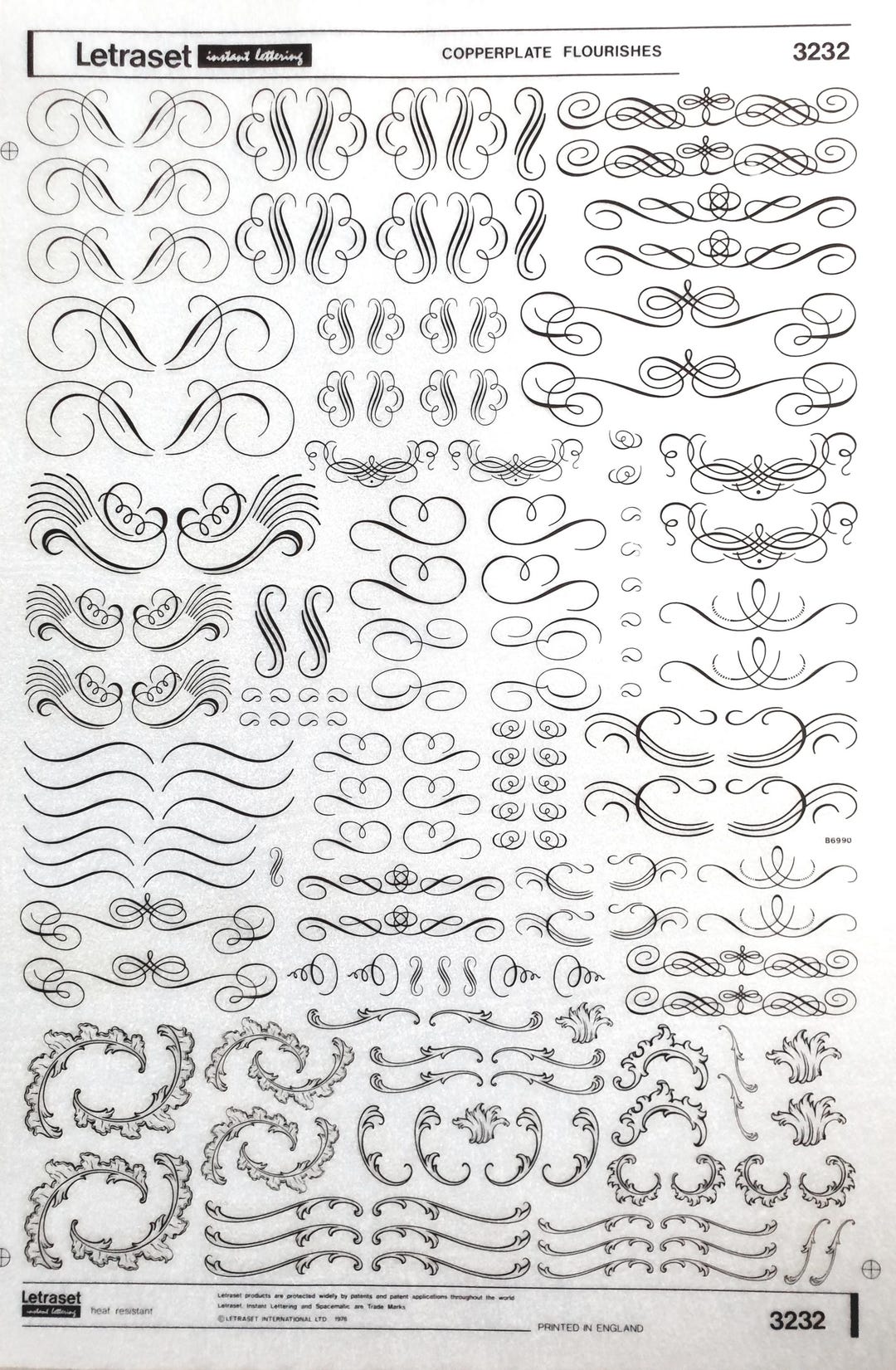 COPPERPLATE FLOURISHES SYMBOLS Letraset Instant Rub on Transfer Symbols ...