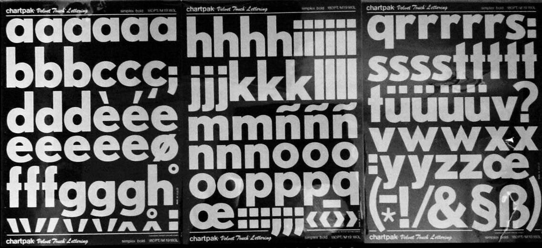 SIMPLEX BOLD (24pt/42pt/48pt/60pt/72pt/96pt/180pt) White Chartpak Letter/number Dry Rub on ...