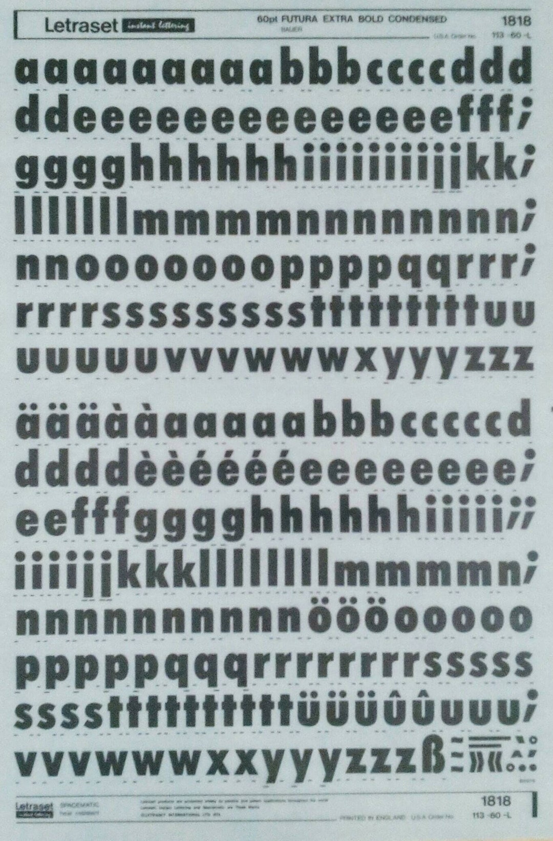 FUTURA EXTRA BOLD Condensed (72pt/60pt/48pt/42pt/36pt/28pt/24pt/20pt ...