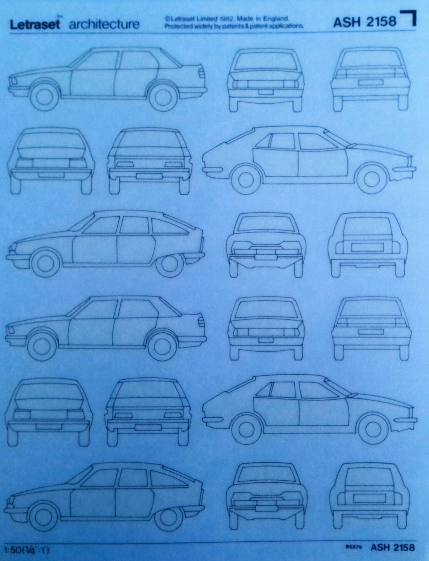 RETRO CARS Letraset Dry Rub on Transfers Picture Architecture Symbols ...