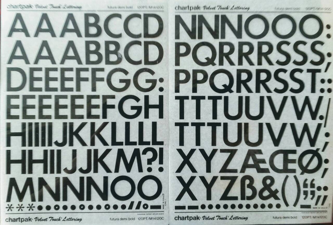 FUTURA DEMI BOLD Chartpak Vintage Letter/number Dry Rub on Transfers ...