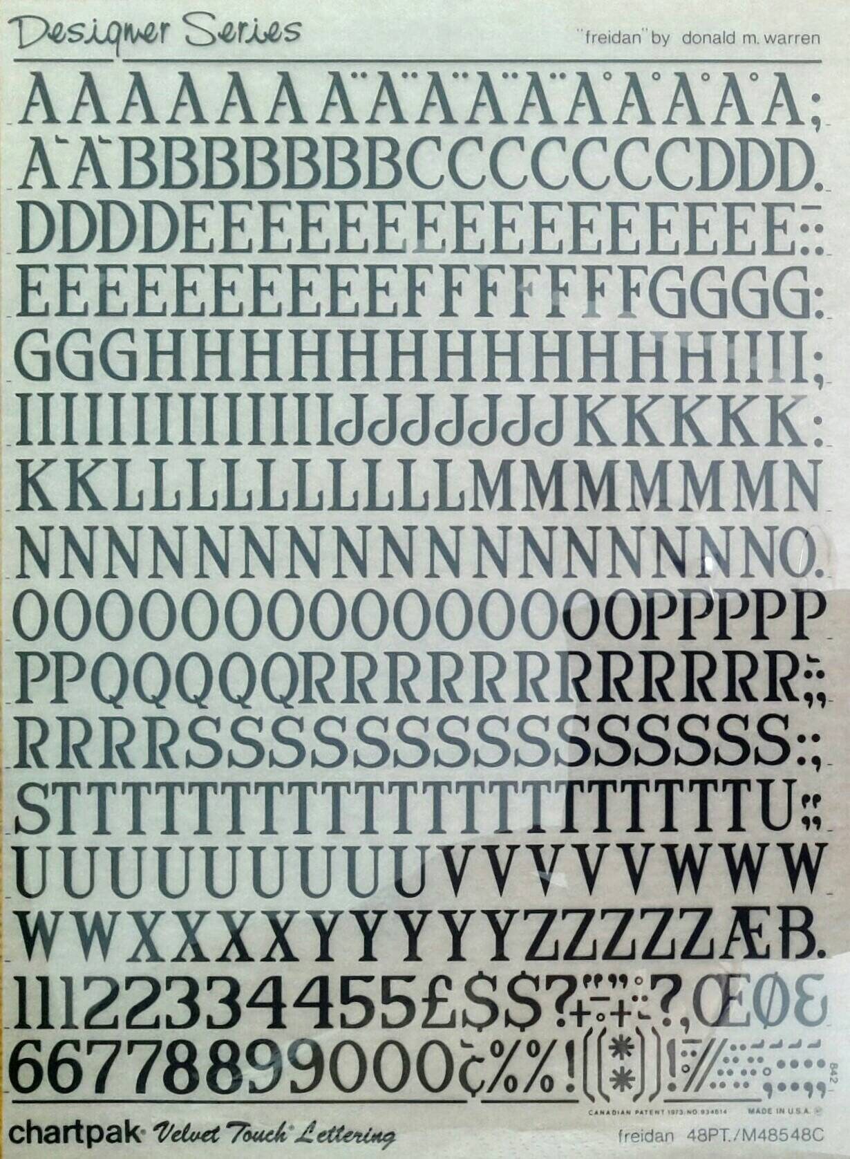 FREIDAN 36pt 72pt CHARTPAK Dry Letter Transfers Designer - Etsy