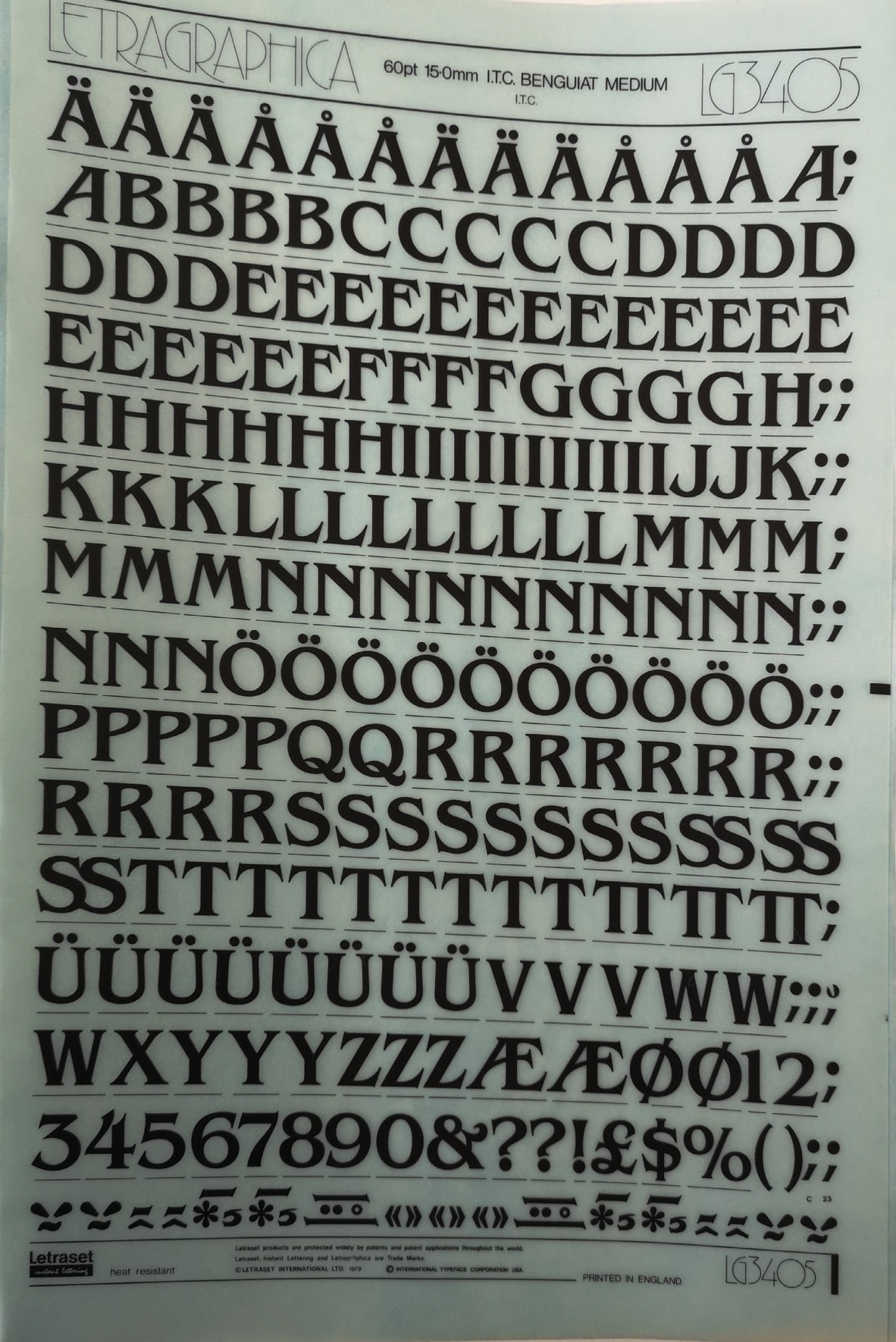 ITC BENGUIAT MEDIUM 60pt/48pt/36pt Letragraphica Letraset - Etsy