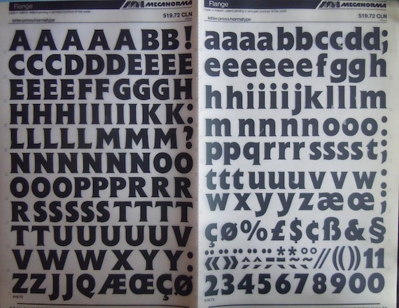 FLANGE Mecanorma Instant Rub on Letter / Number Transfers | Etsy