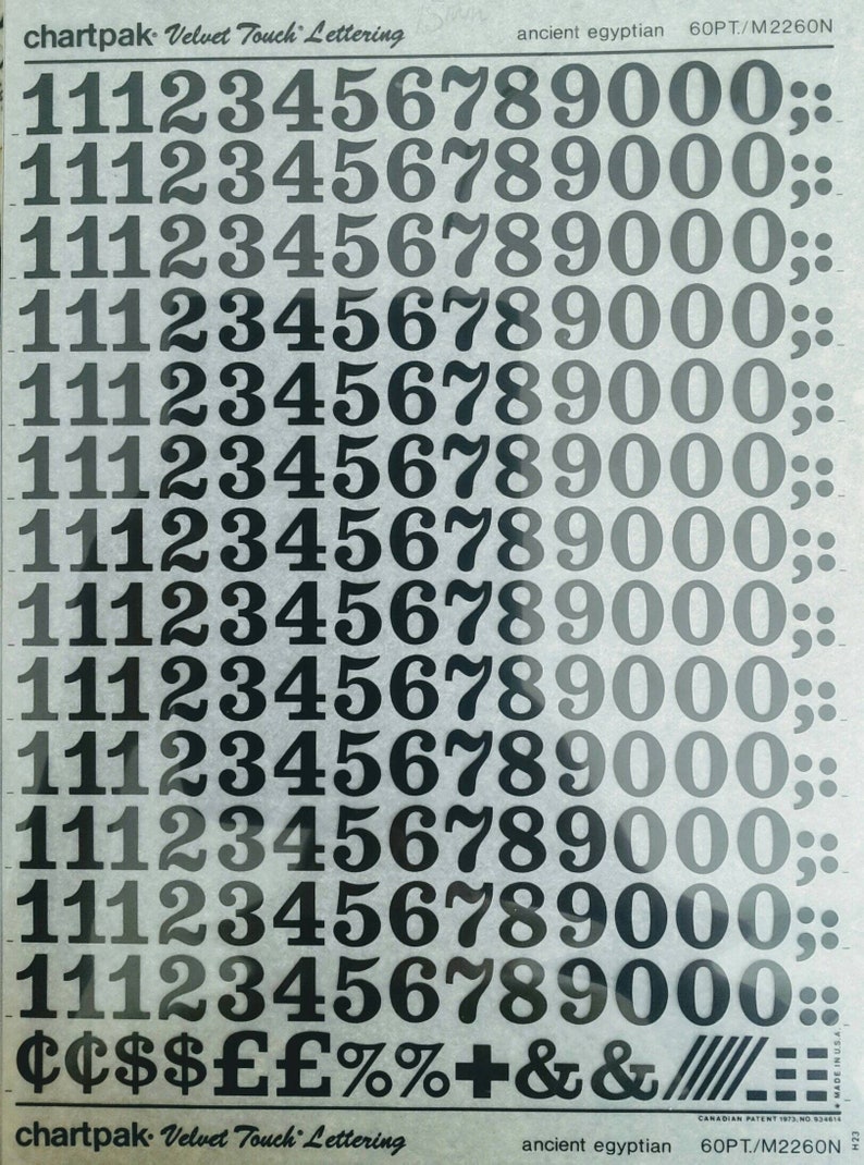 ANCIENT EGYPTIAN NUMBERS 48pt Chartpak Numeral Dry Rub on - Etsy