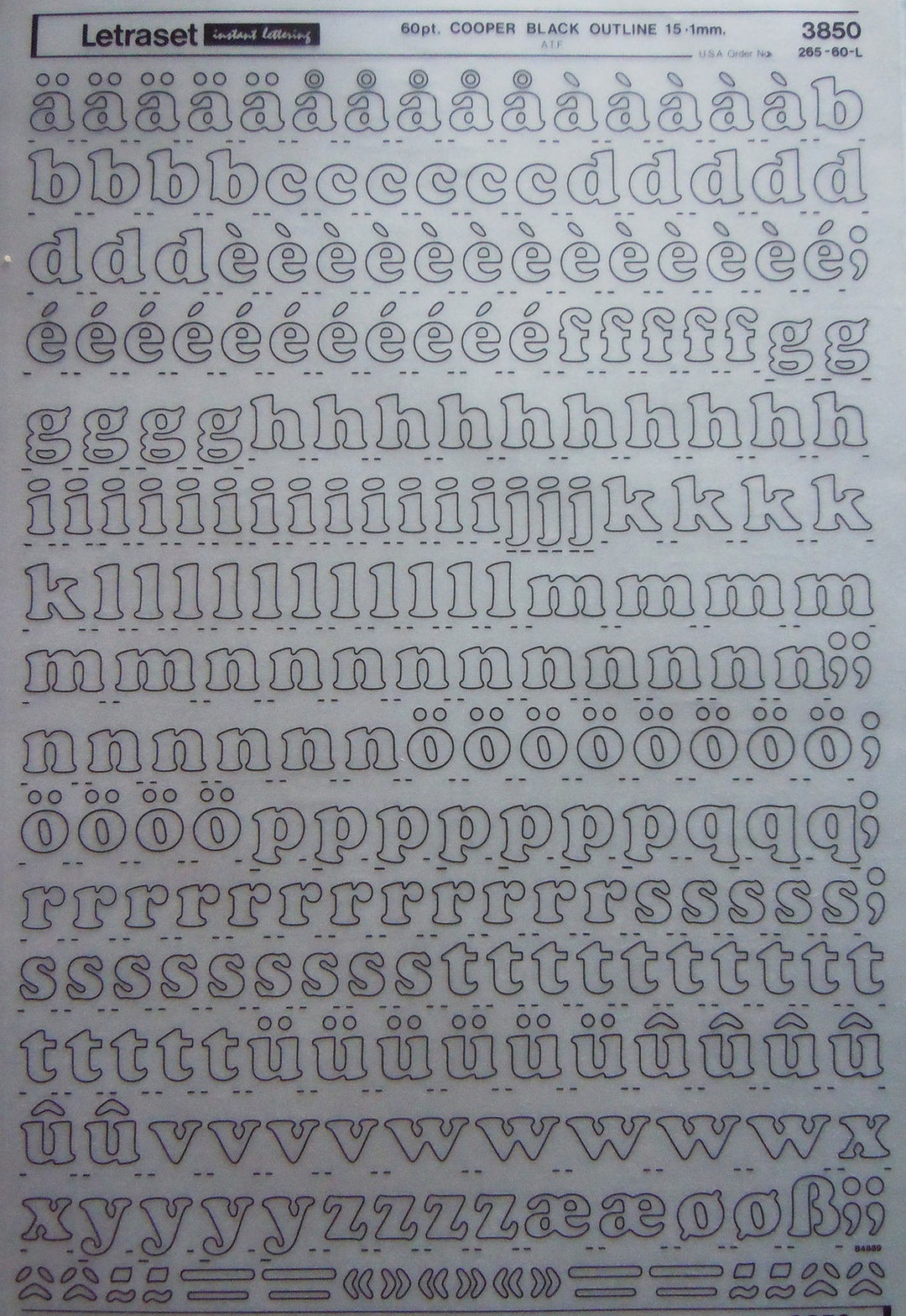 COOPER BLACK OUTLINE - Letraset Vintage Instant Rub on Letter Transfers ...