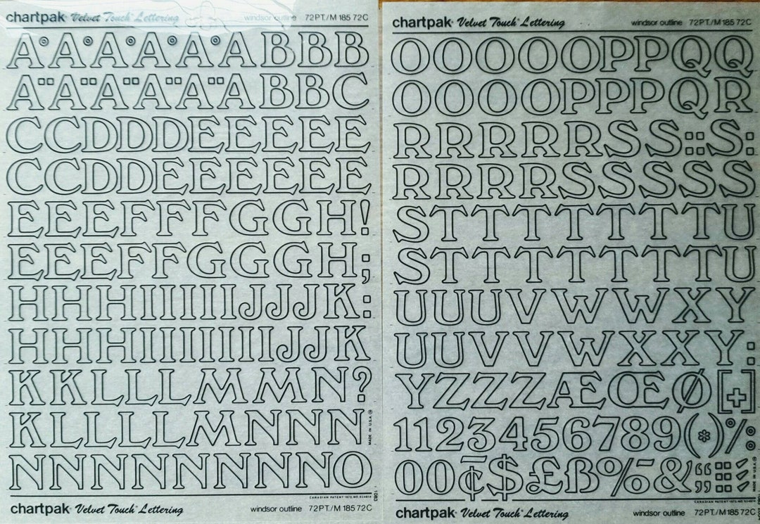 WINDSOR OUTLINE - Chartpak Letter/number Dry Rub on Transfers (choose ...