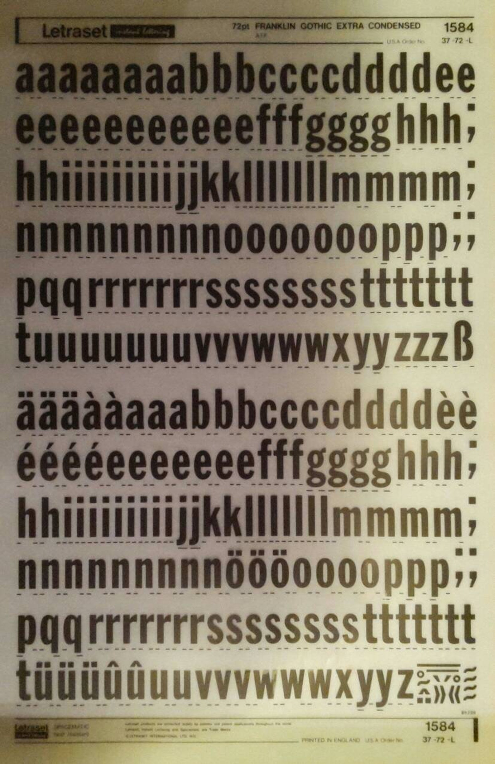 FRANKLIN GOTHIC Extra CONDENSED Letraset Instant Rub on - Etsy UK