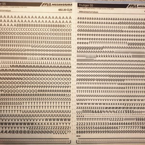 FRUTIGER 55 (16pt/20pt/36pt) Mecanorma Dry Rub on Letter Transfers ...