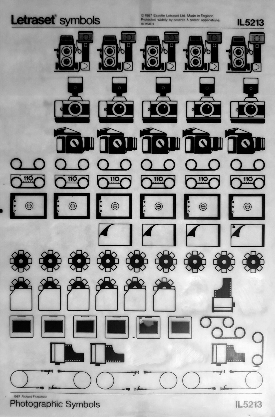PHOTOGRAPHIC SYMBOLS Letraset Instant Rub on Transfer Symbols / Dry ...