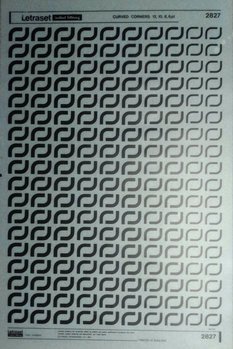 CURVED / STRAIGHT CORNERS / Line Rule Corners - Letraset Rub on Symbol ...