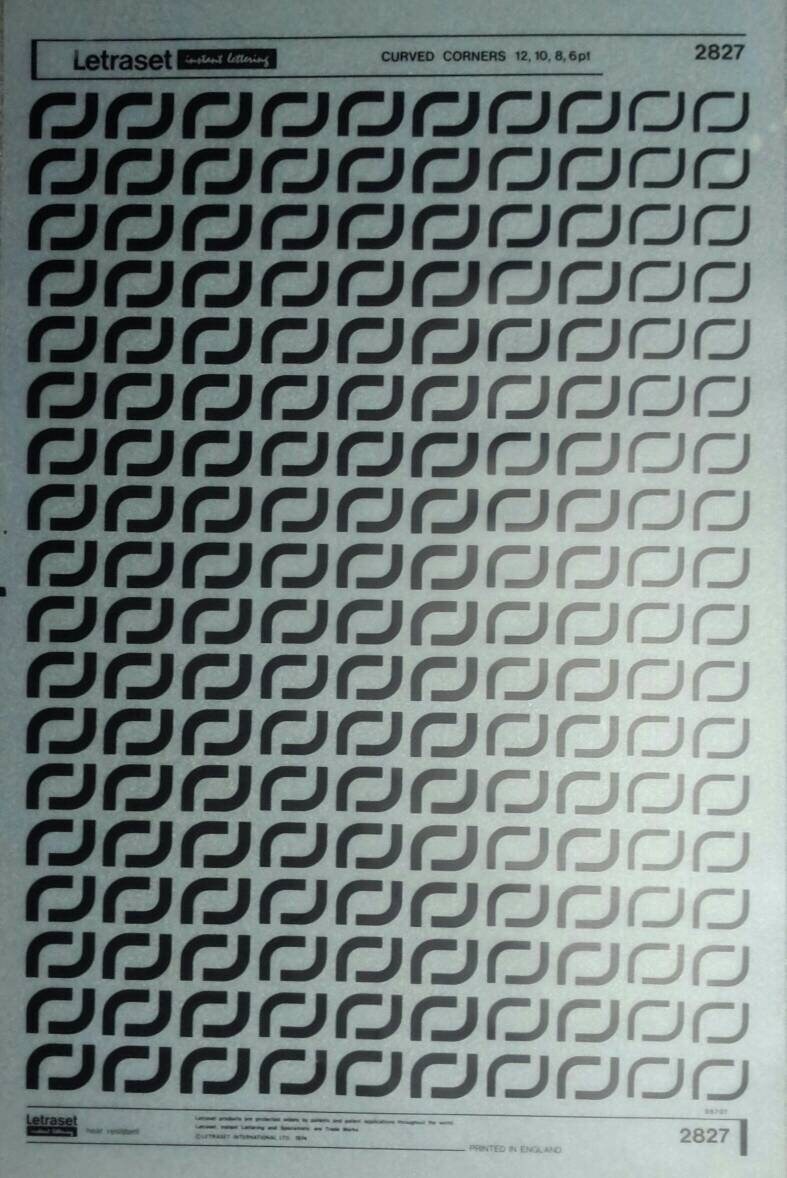 CURVED / STRAIGHT CORNERS / Line Rule Corners - Letraset Rub on Symbol ...