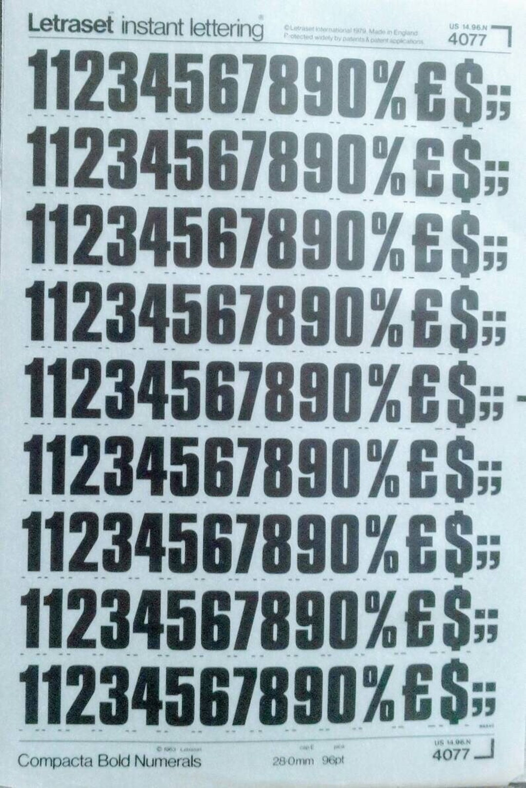 Números COMPACTA BOLD (36pt/96pt) Transferencias de NÚMEROS de ...
