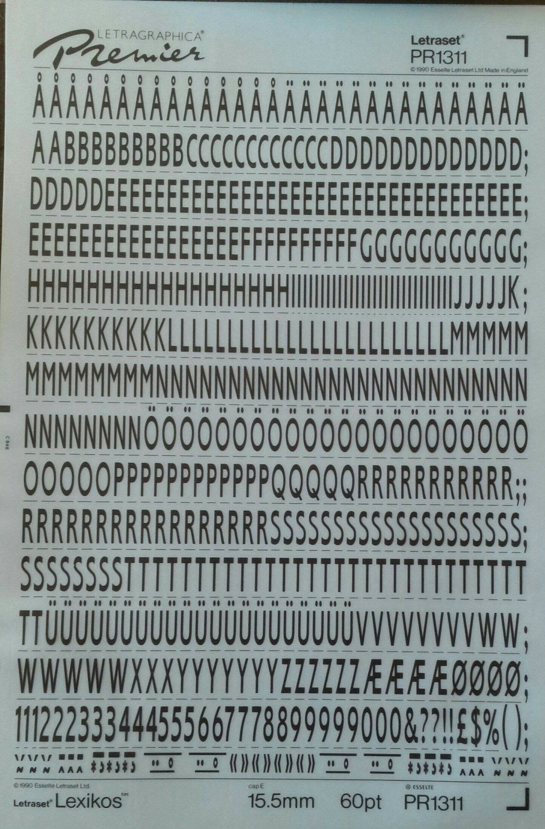 LEXIKOS (42pt/60pt) Letraset Instant Dry Rub on Letter Transfers ...