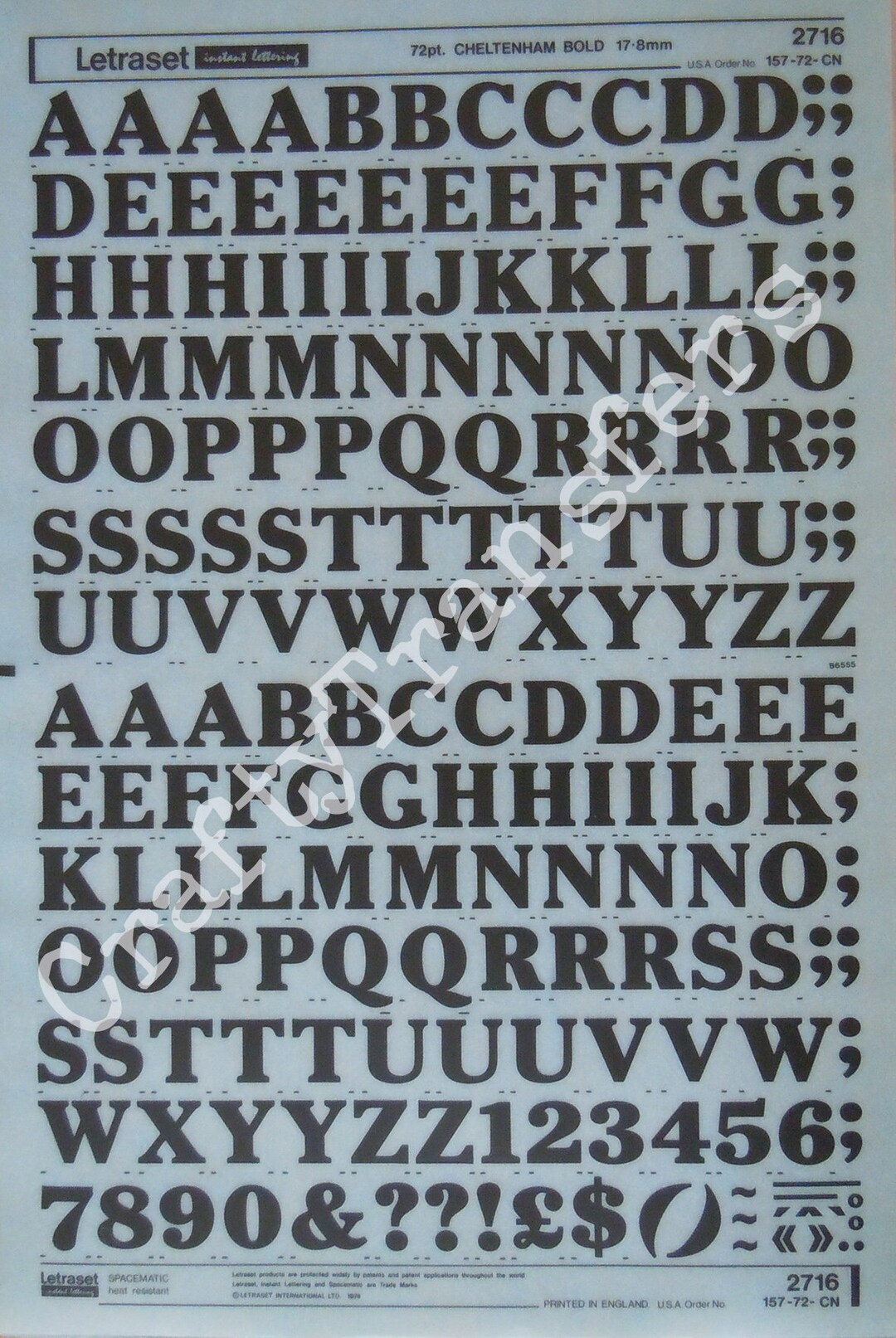 CHELTENHAM BOLD - Letraset Instant Rub on Letter Transfers (choose Font ...