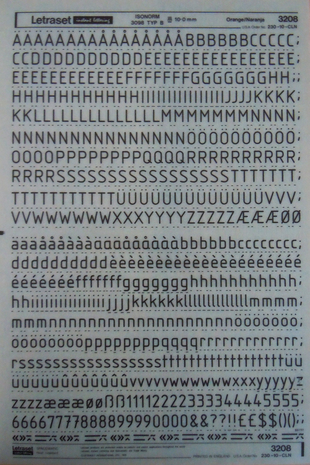 ISONORM (7mm/5mm) Letraset Instant Rub on Letter Transfers Alphabet ...