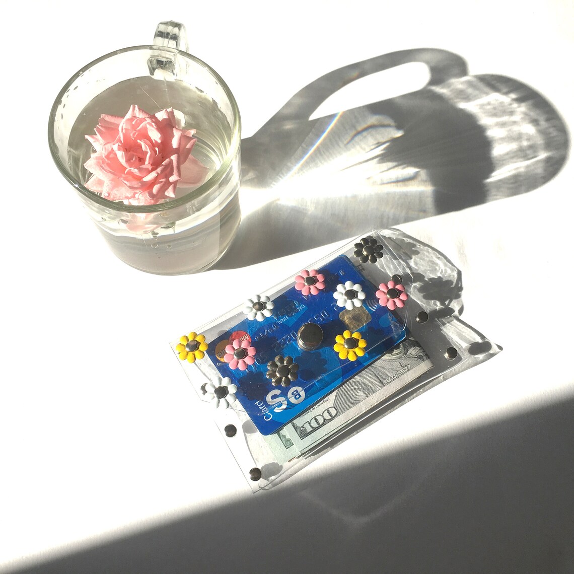 PVC Wallet Cardholder With Black Geometric Design Daisy | Etsy