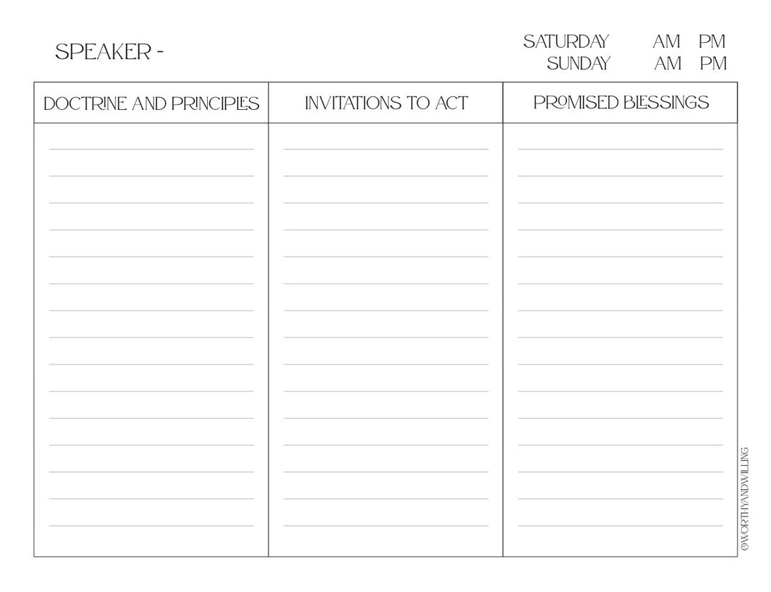 General Conference Note Taking Printable - Etsy