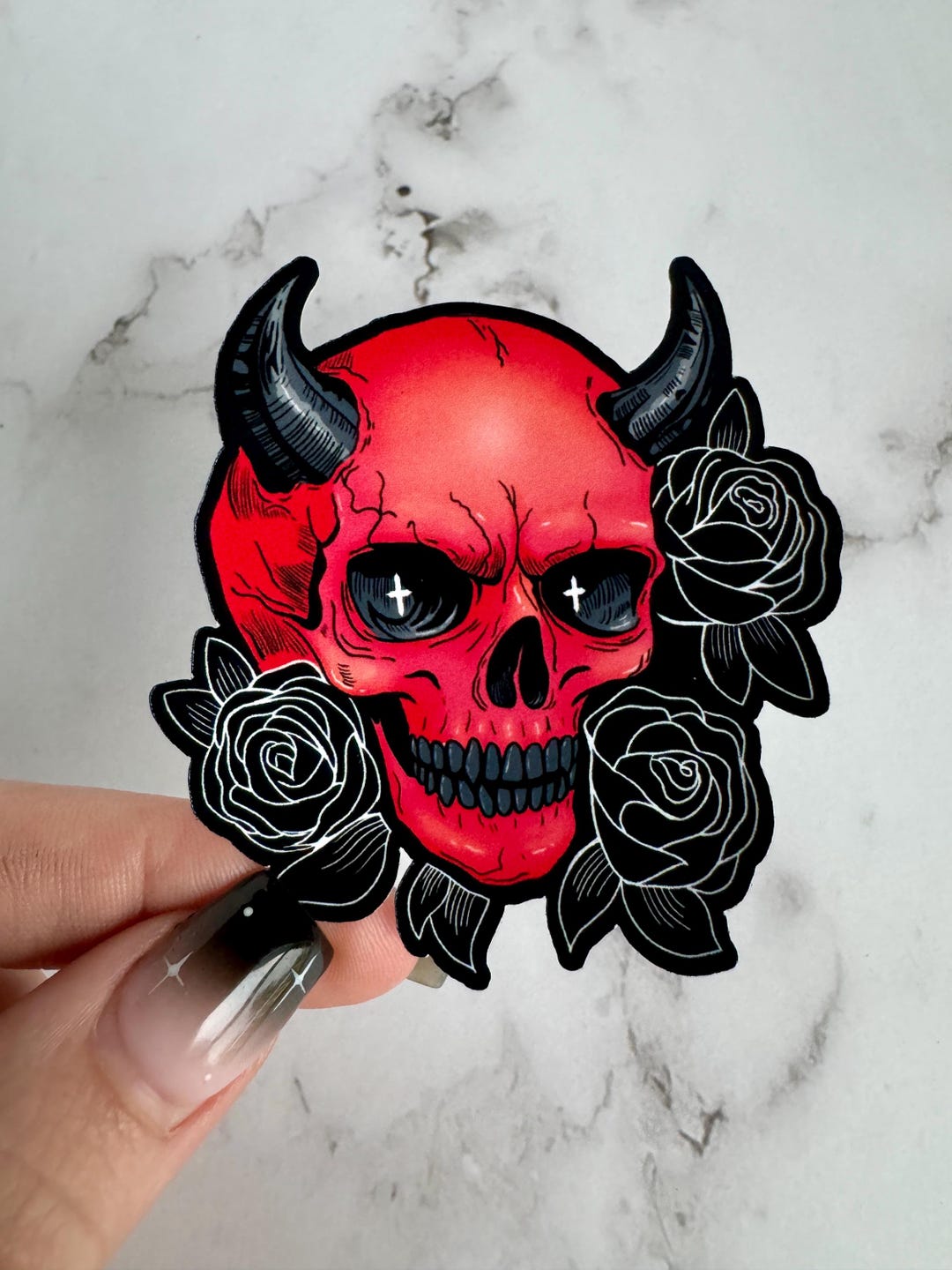 Demon Skull Sticker | Cute Holographic Smut Sticker, Kindle Sticker ...