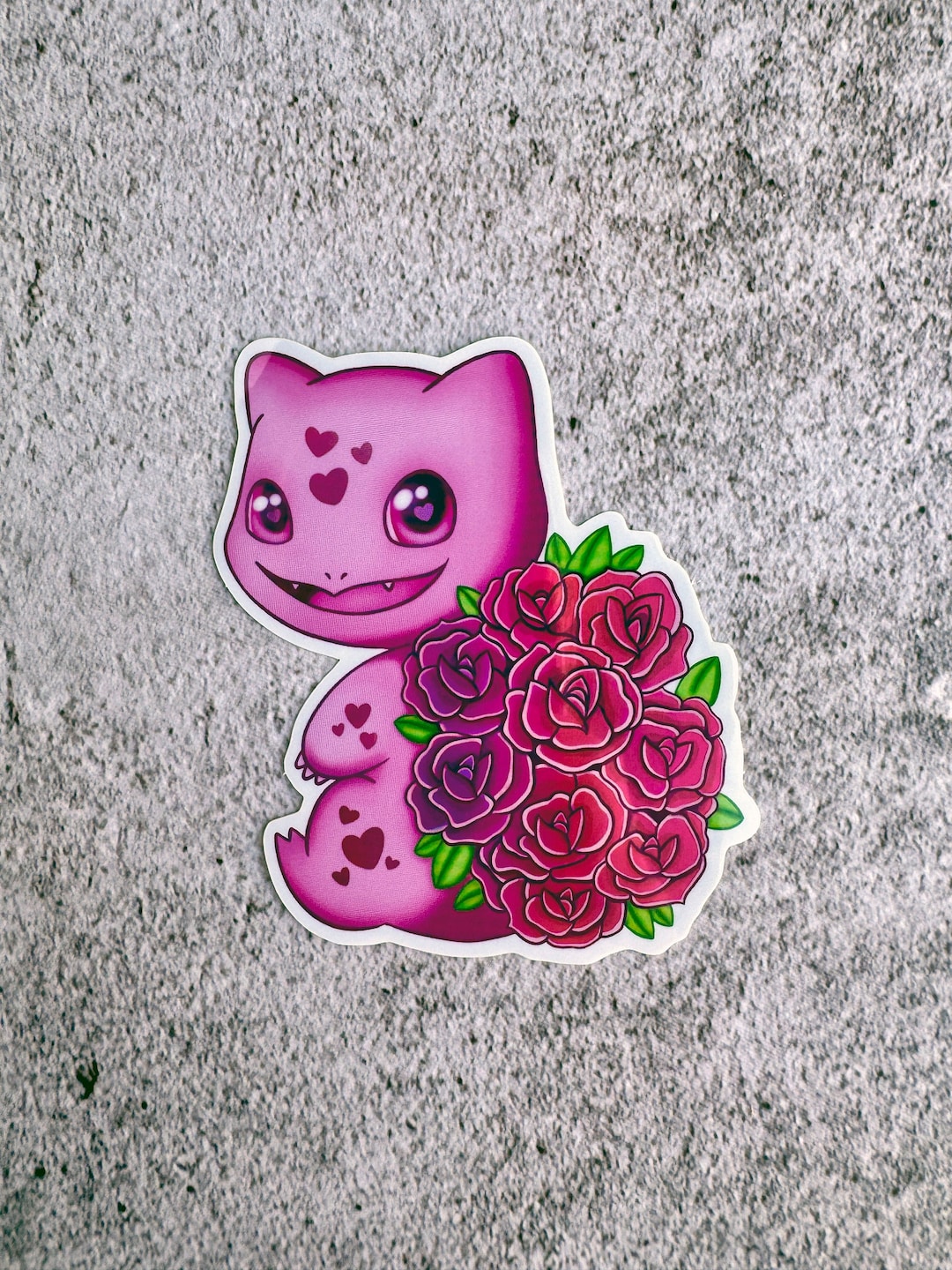 Rose Bulbasaur Holographic Sticker | Pokemon Valentine Sticker ...