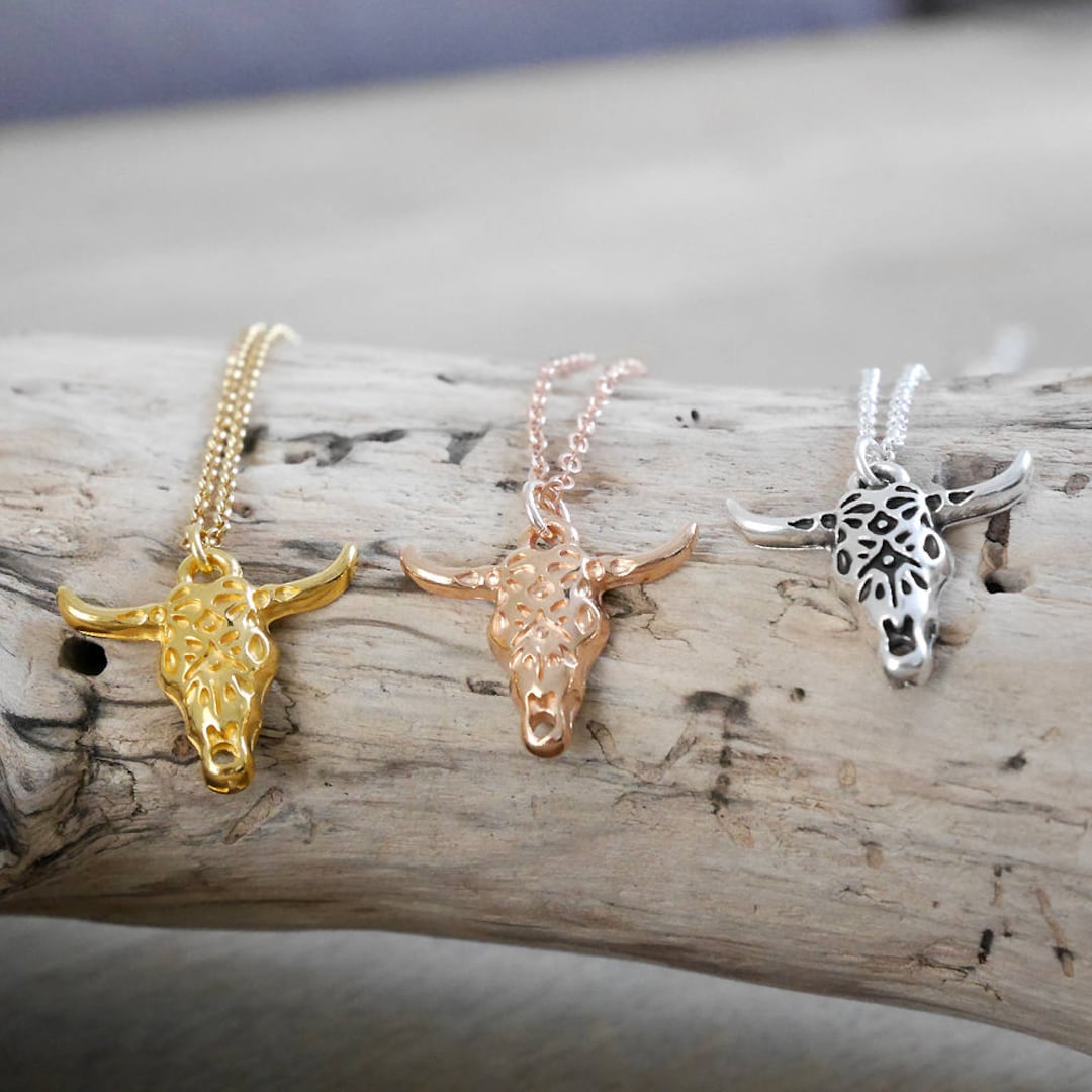 Fine Chain Necklace With Bull or Buffalo Head Pendant SAUT21 - Etsy